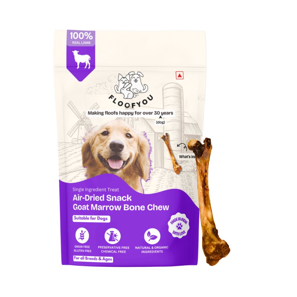 FloofYou Air Dried Goat Marrow Bone Chew Dog Treats | Supertails