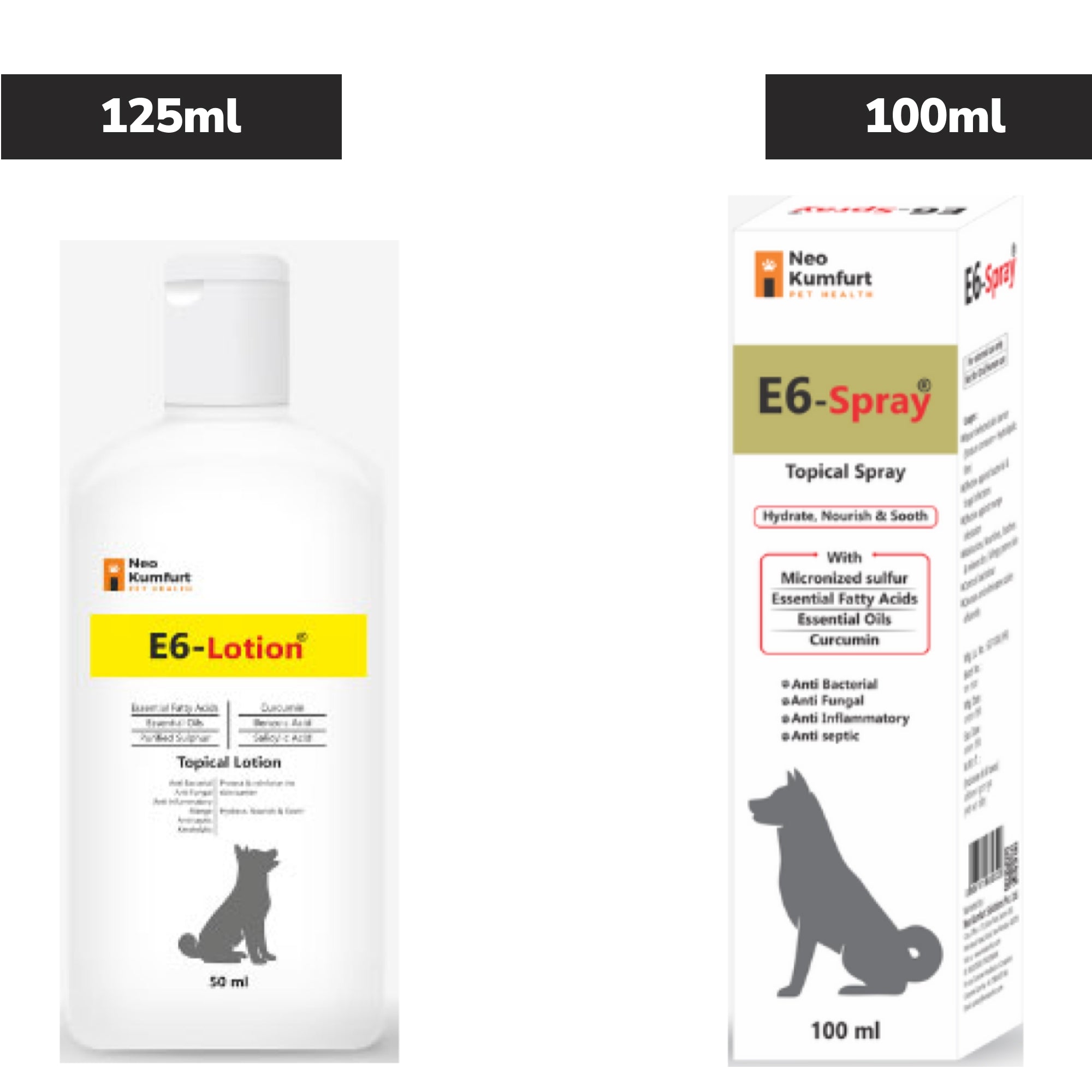 Buy Neo Kumfurt E6 Lotion 125ml and E6 Spray 100ml for Dogs Combo ...