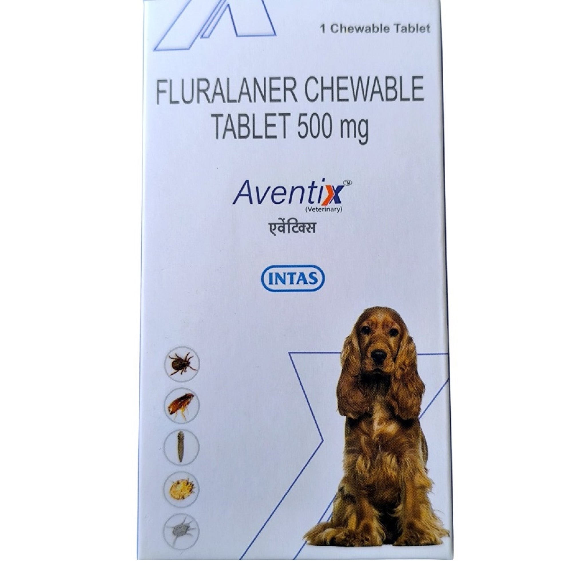 Intas Aventix 500Mg Chewable Tablets For Dogs Between 10 20Kg for Tick ...
