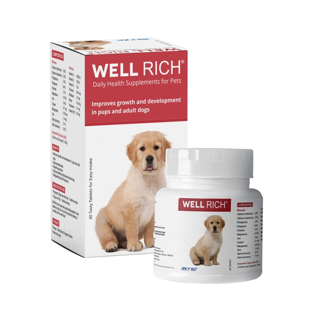 Skyec Well Rich Tab Multivitamin & Mineral Tablets for Puppies and Dog ...