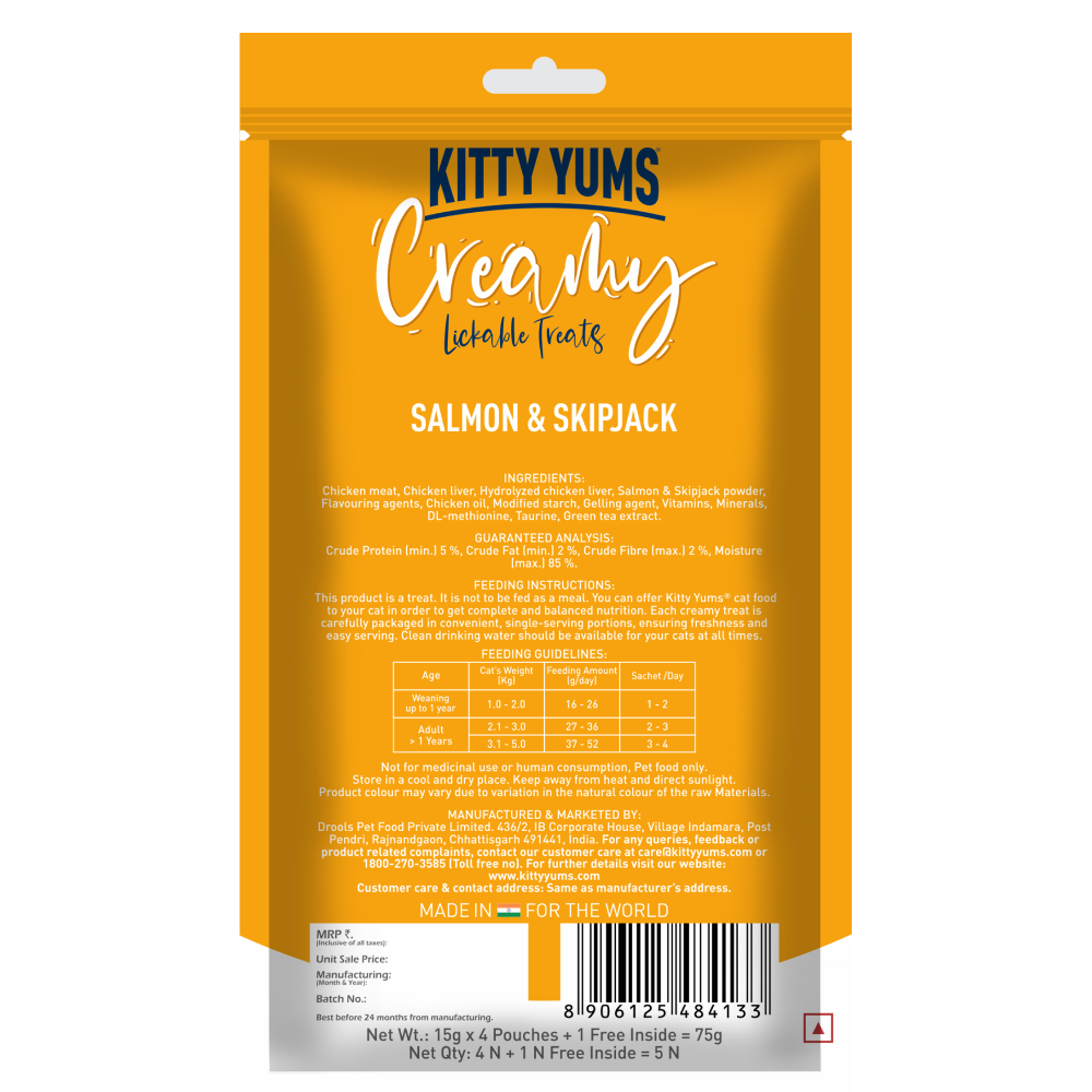 Kitty Yums Tuna & Bonito and Salmon & Skipjack Creamy Cat Treats Combo ...