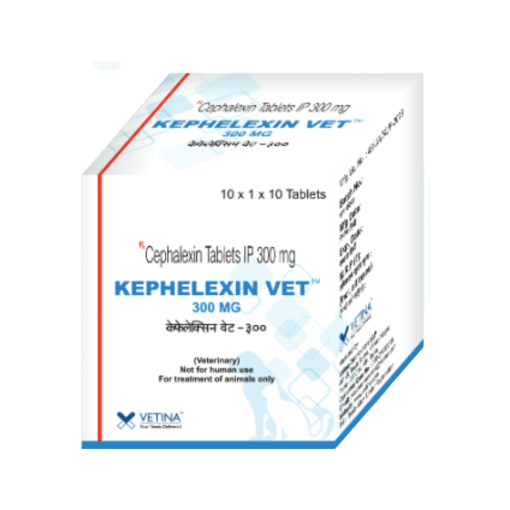 Buy Vetina Kephelexin Vet 300mg (Cephalexin) Tablet for Dogs and Cats ...