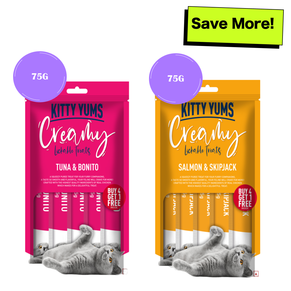 Kitty Yums Tuna & Bonito and Salmon & Skipjack Creamy Cat Treats Combo ...