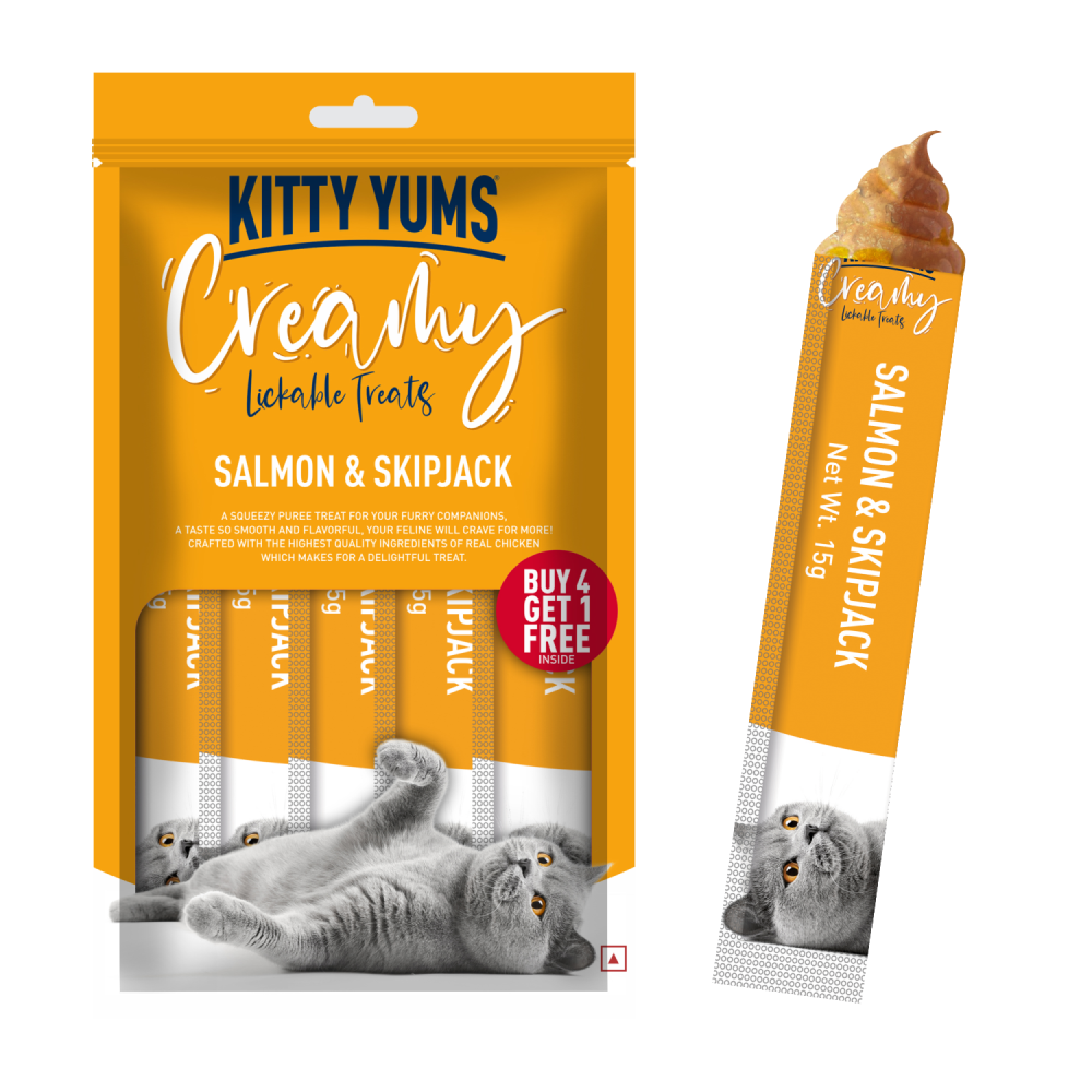 Kitty Yums Tuna & Bonito and Salmon & Skipjack Creamy Cat Treats Combo ...