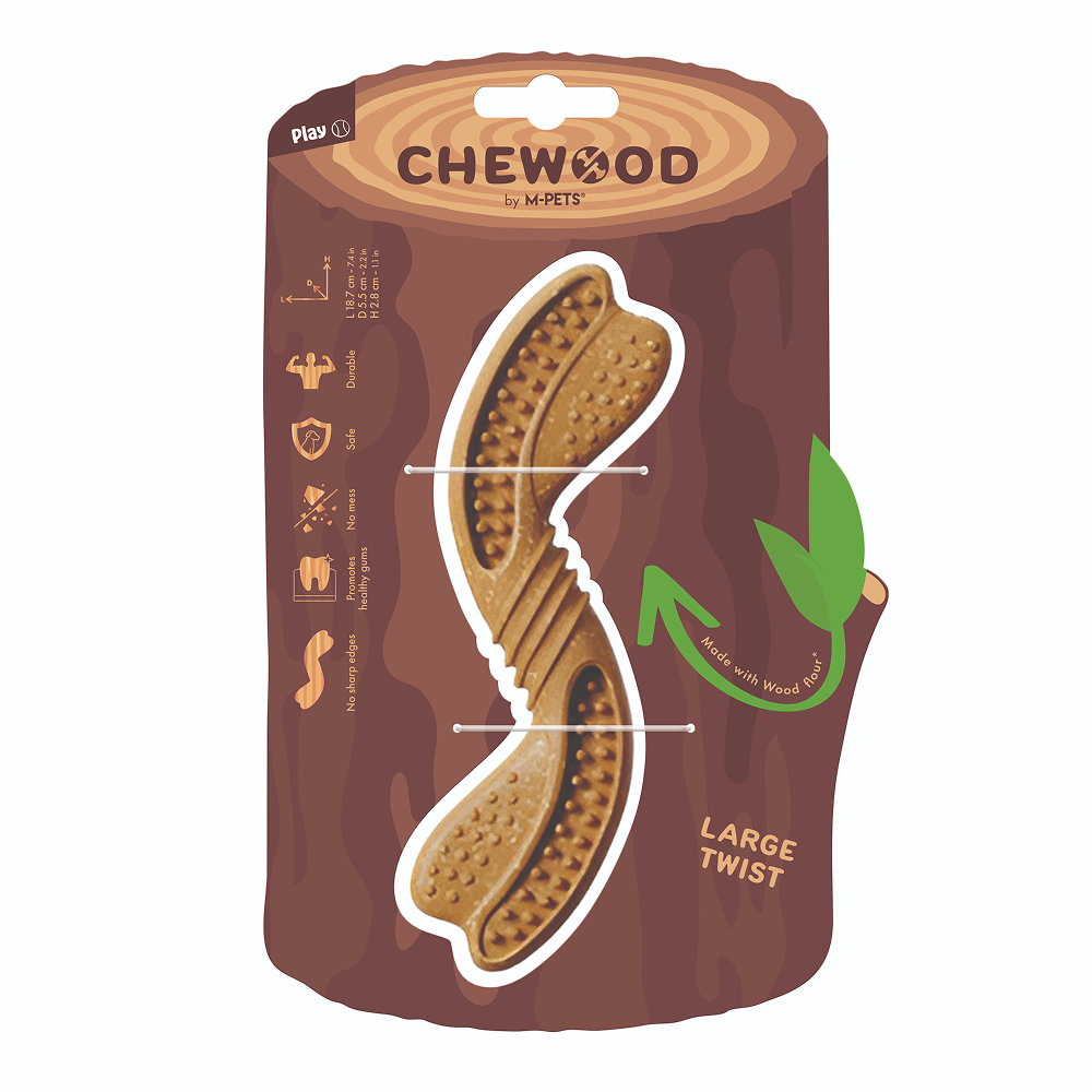 M Pets Chewood Twist Chew Toy for Dogs (Brown) | Supertails
