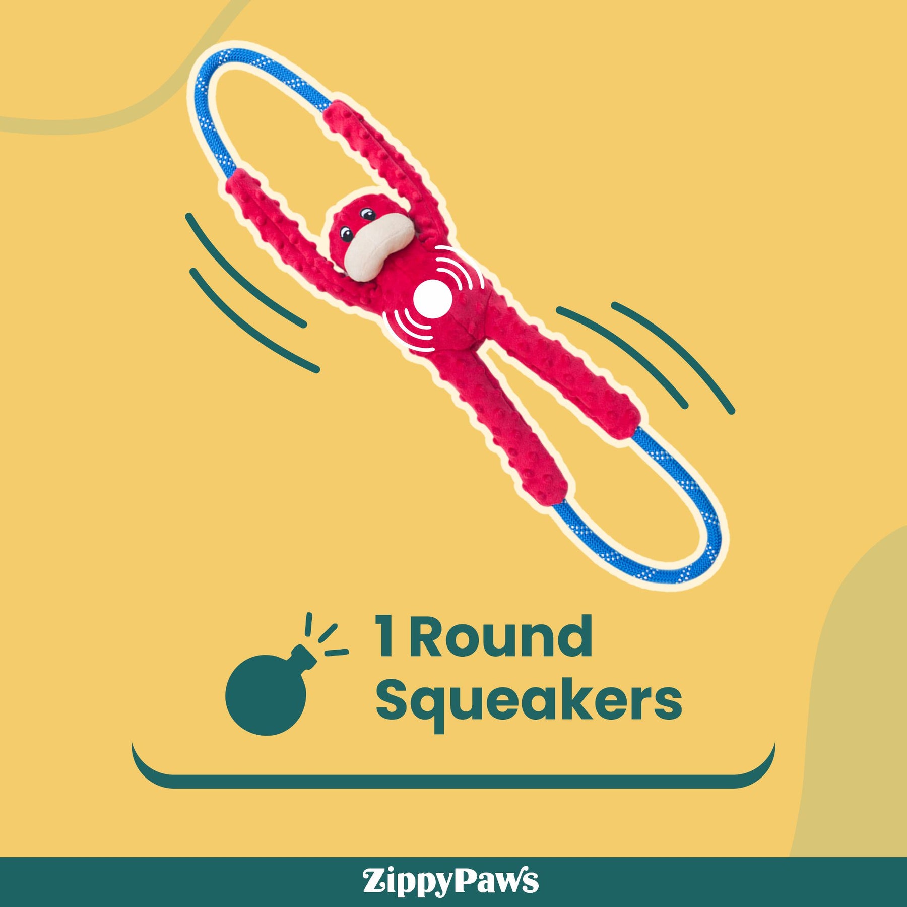 Buy Zippy Paws RopeTugz Monkey Red Plush Toy for Dogs online at ...