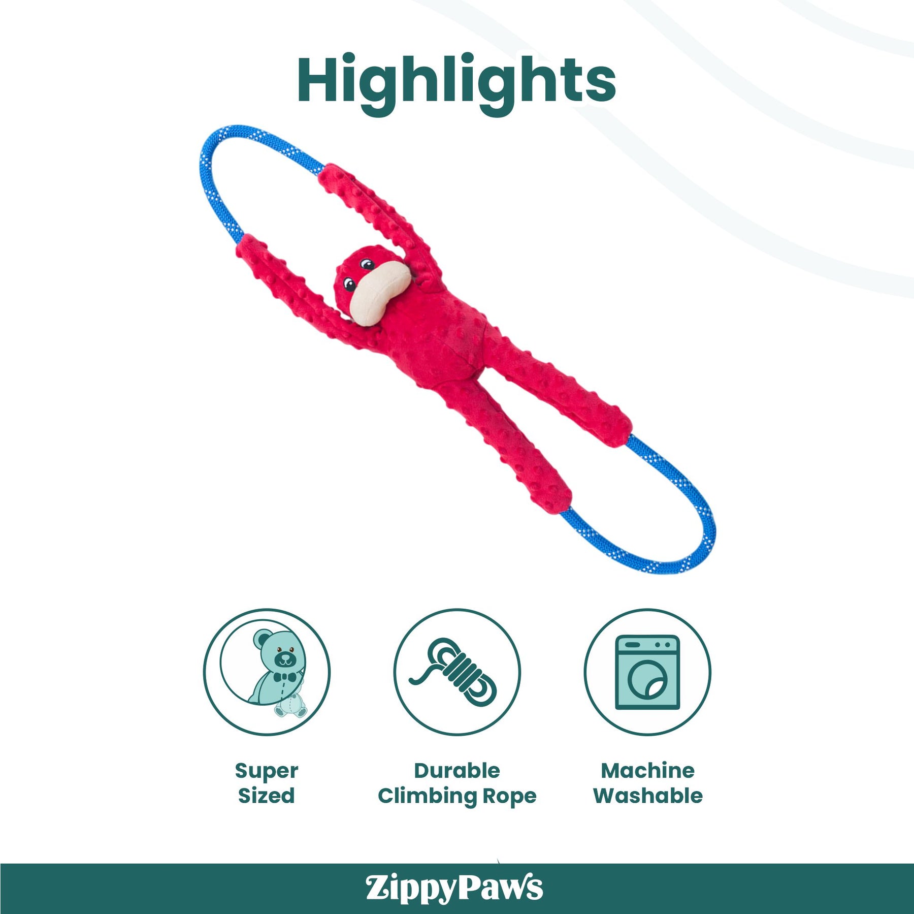Buy Zippy Paws RopeTugz Monkey Red Plush Toy for Dogs online at ...