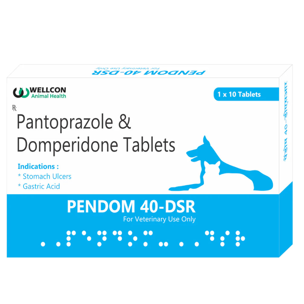 Wellcon Pendom 40mg DSR Tablet (Pantoprazole & Domperidone) for Dogs a ...