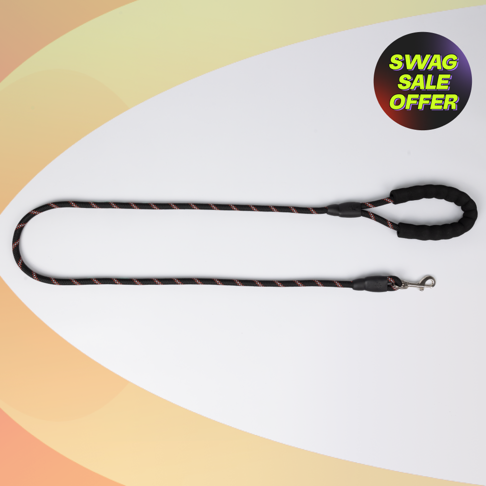 Skatrs Reflective Nylon Rope Leash for Dogs (Black/Red) | Supertails