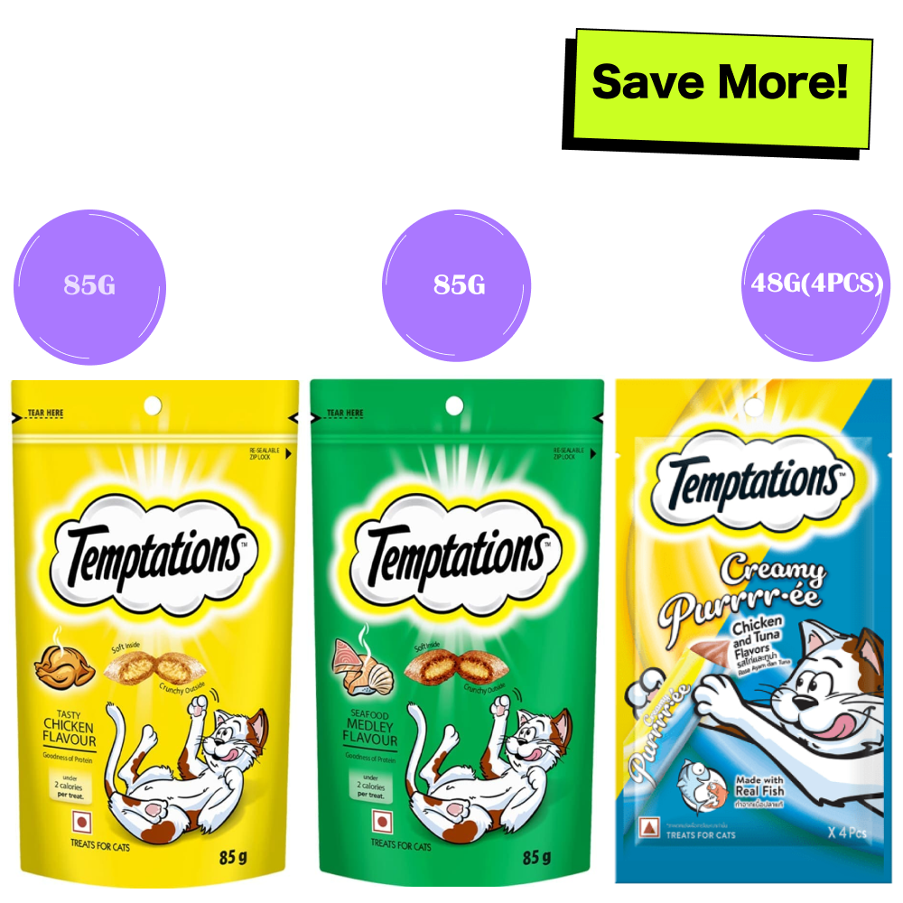Temptations Seafood Medley Flavour, Tasty Chicken Flavour and Creamy P ...