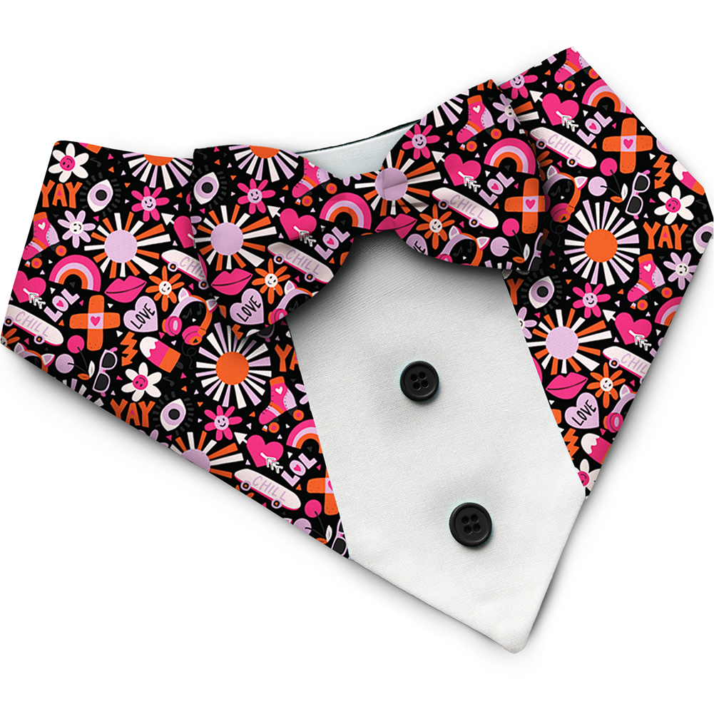 Buy PawsIndia Pop Funk Pattern Tuxedo Bandana with Matching Bow for ...