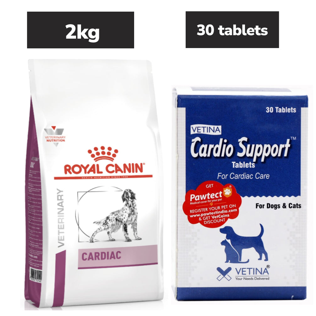 Buy Royal Canin Veterinary Diet Cardiac Dog Dry Food (2kg) and Vetina ...
