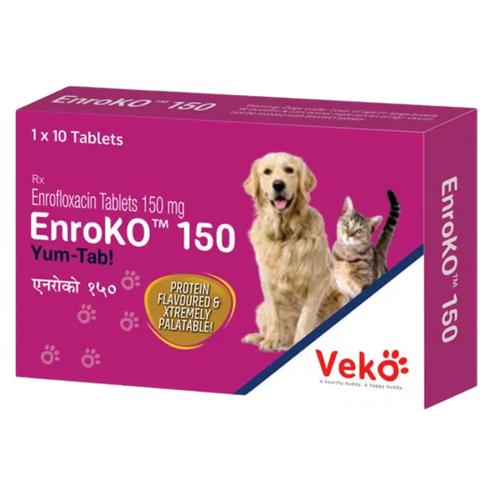Veko Enroko Yum Tab 150mg (Enrofloxacin) Tablet Dogs & Cats (pack of 1 | Supertails